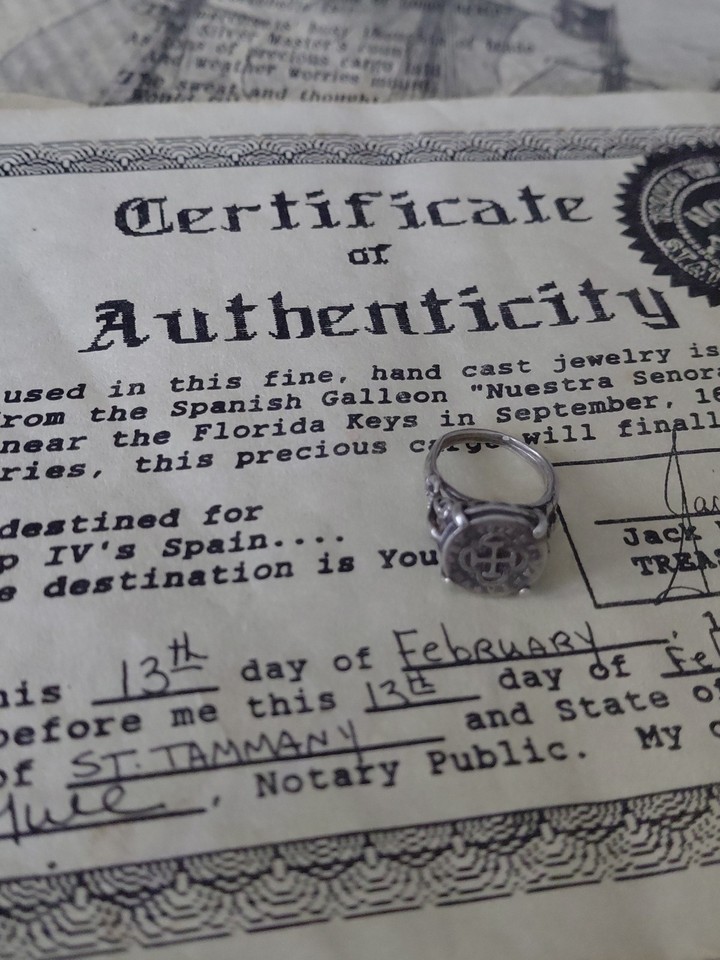 Nuestra Senora de Atocha Silver Coin Ring From Shipwreck Of the Atocha ...