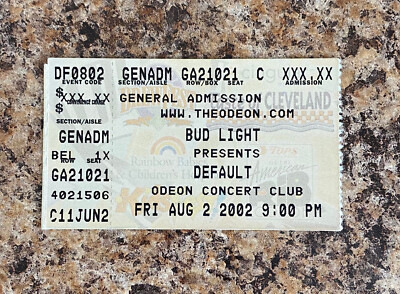 DEFAULT (Band) Ticket Stub 8/2/2002 Odeon Concert Club Cleveland, Ohio ...