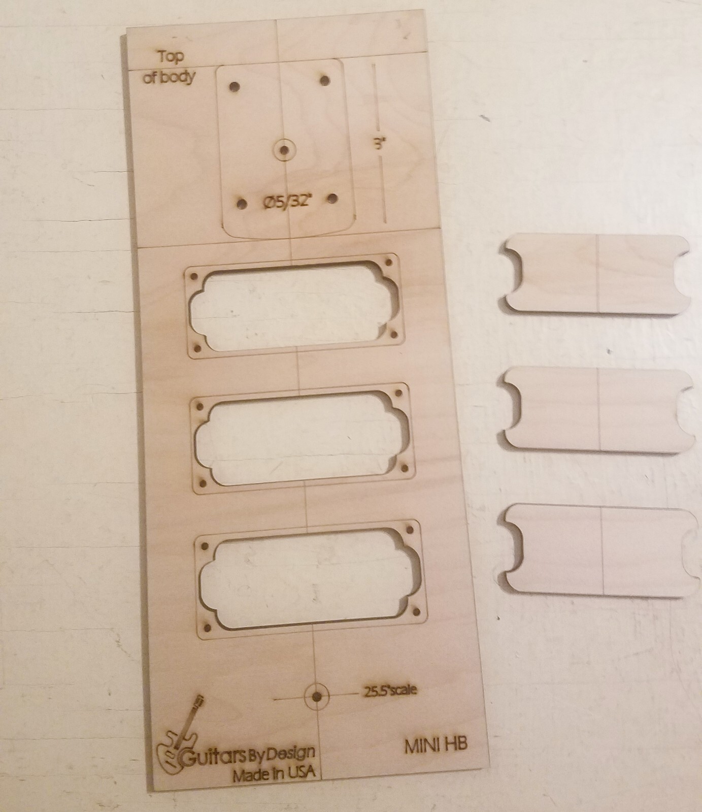 Guitar Body Pickup Route Template Mini Humbucker 3ply | eBay