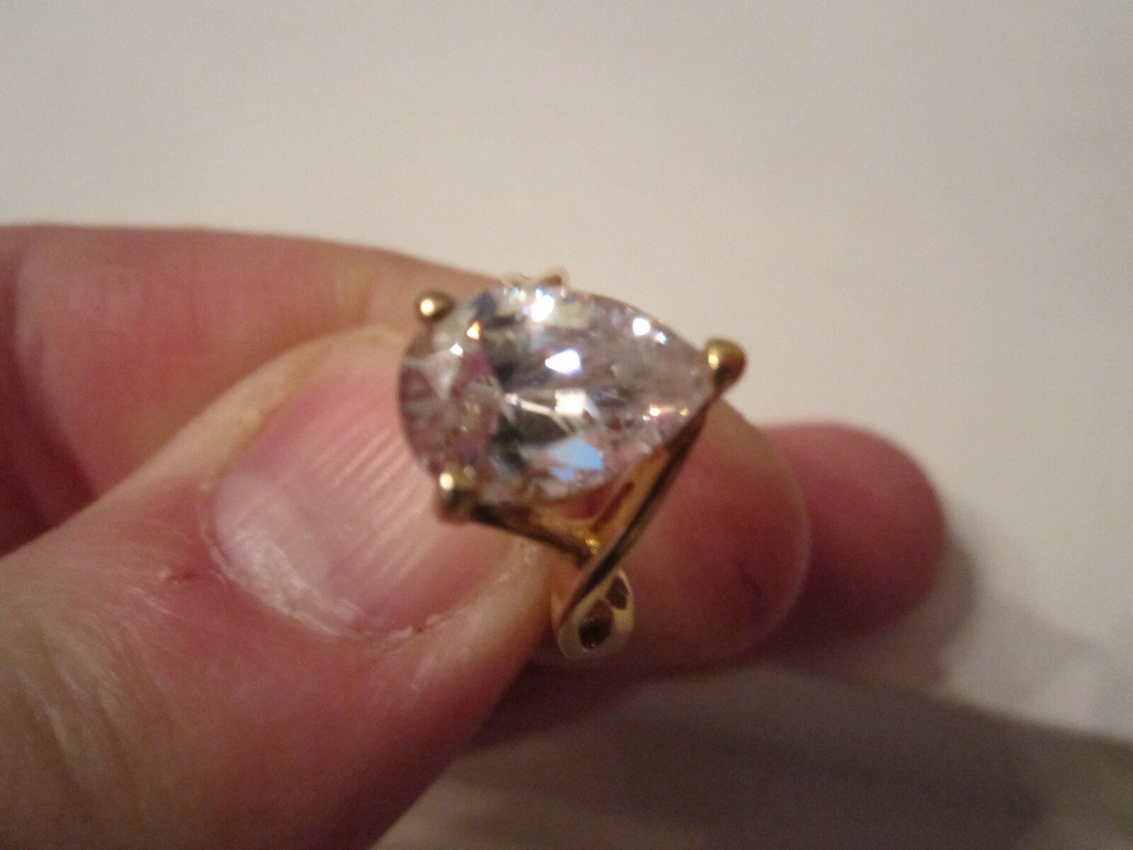 VINTAGE LIND 14K HGE PLATED RING LARGE PEAR SHAPE CRY… - Gem