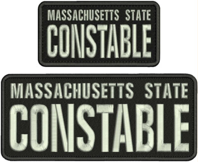MSSACHUSETTS S CONSTABLE EMB PATCH 4X10 AND 3X6 HOOK ON BACK BLACK ...