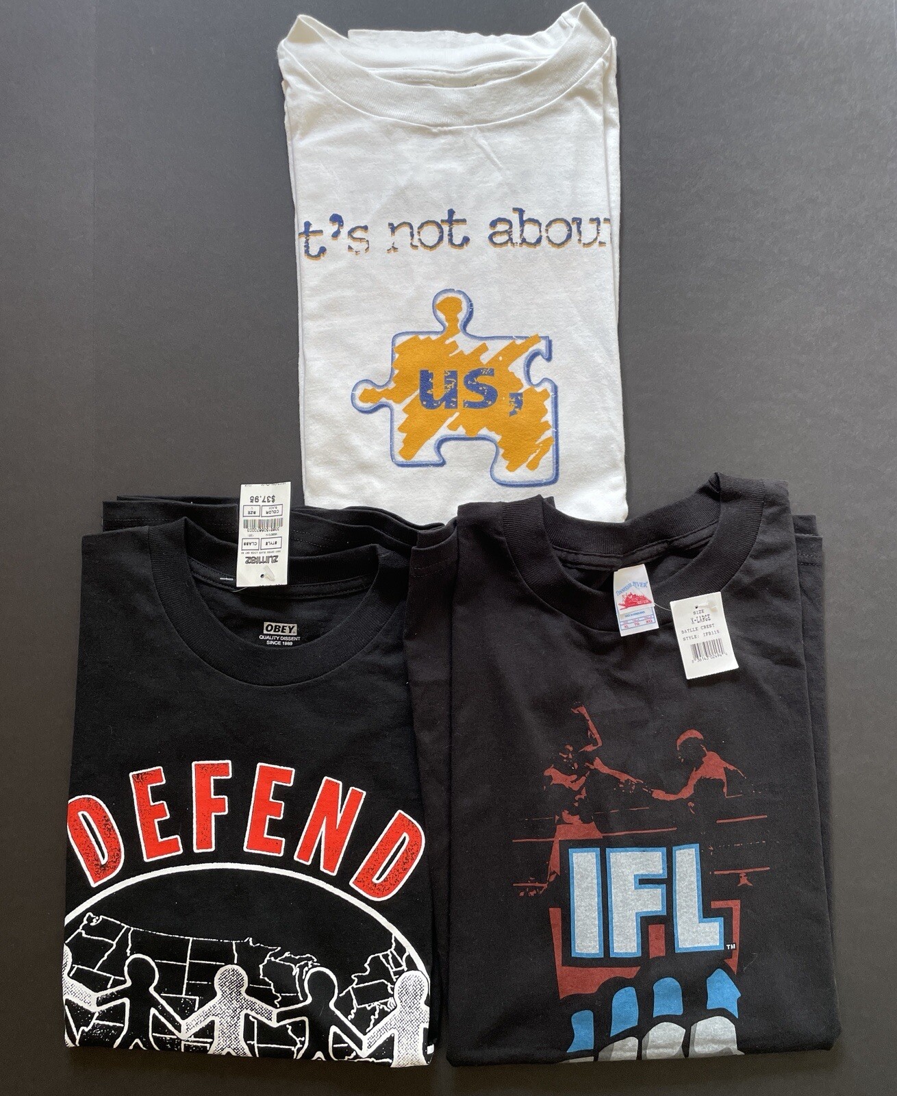 Vtg 90s 00s 3 T Shirt Lot Bundle Obey BLM IFL MMA Jesus Faith Care Hope ...