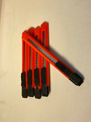 5 PK Bulk Small Orange Utility Knife Box Cutters Snap Off Blade 9MM ...