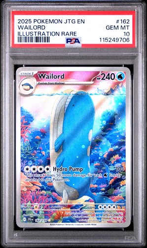 2025 POKEMON JTG EN-JOURNEY TOGETHER ILLUSTRATION RARE #162 WAILORD PSA ...