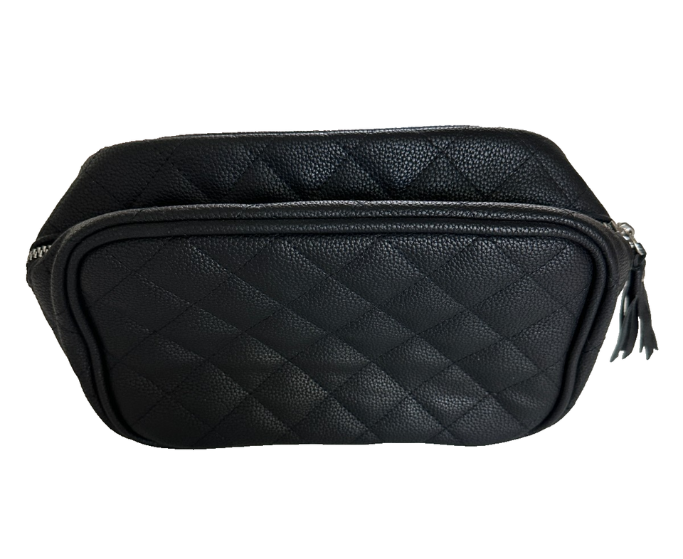 Colleen Rothschild Logo Beauty Black Quilted Cosmetic Bag Travel Makeup ...