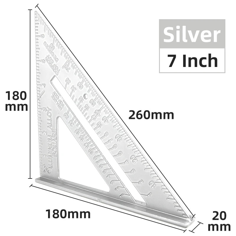 7" Triangle Ruler Carpenter Triangular Metric Square Angle Measuring ...