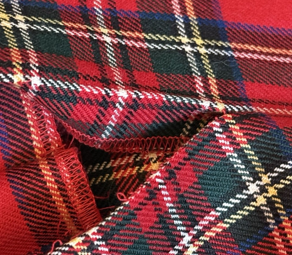 Classic Vtg PENDLETON 100% Wool Red Plaid Material Fabric 36”X 88 ...