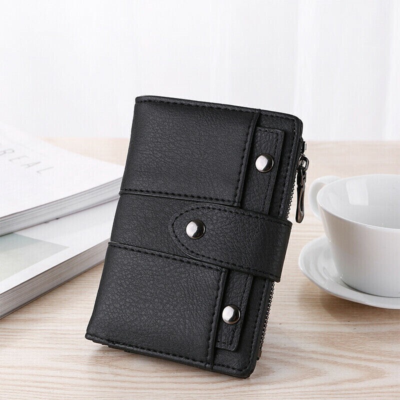Women Fashion Fold Small Short PU Leather Wallet Card Holder Coin Purse ...