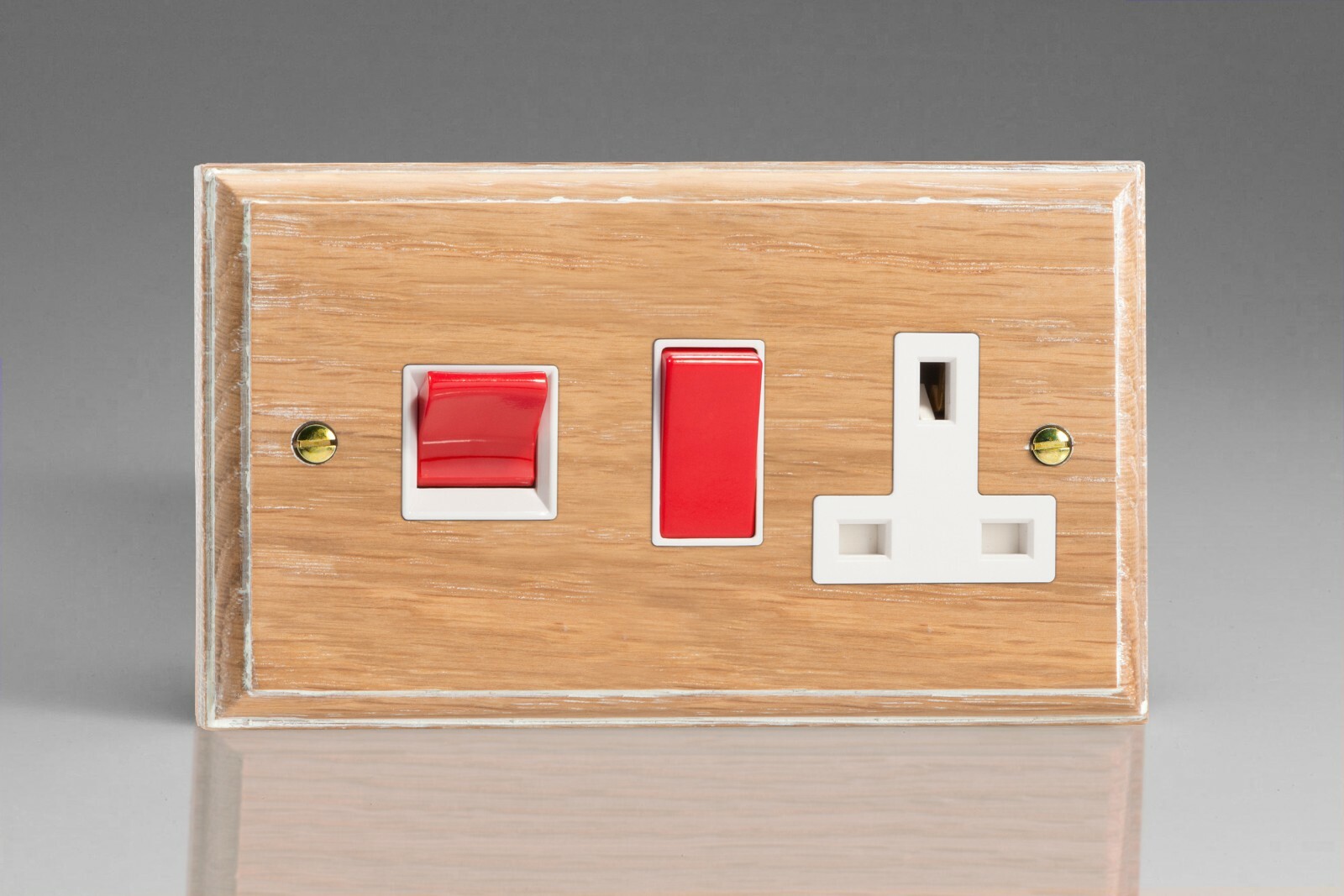 Varilight Kilnwood Limed Oak Wooden Light Switch Plug Socket Dimmer ...