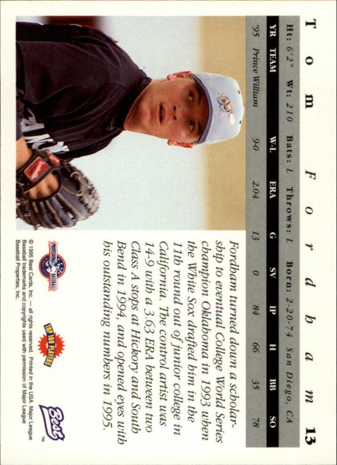 1995 Best #13 Tom Fordham | eBay