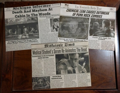 Horror Movie Newspaper Halloween Prop 3-Pk, Evil Dead Re-Animator ...