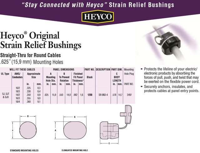 Heyco 6n3-4 Cable Bushing / Wire Strain Relief Bag of 10 for sale ...