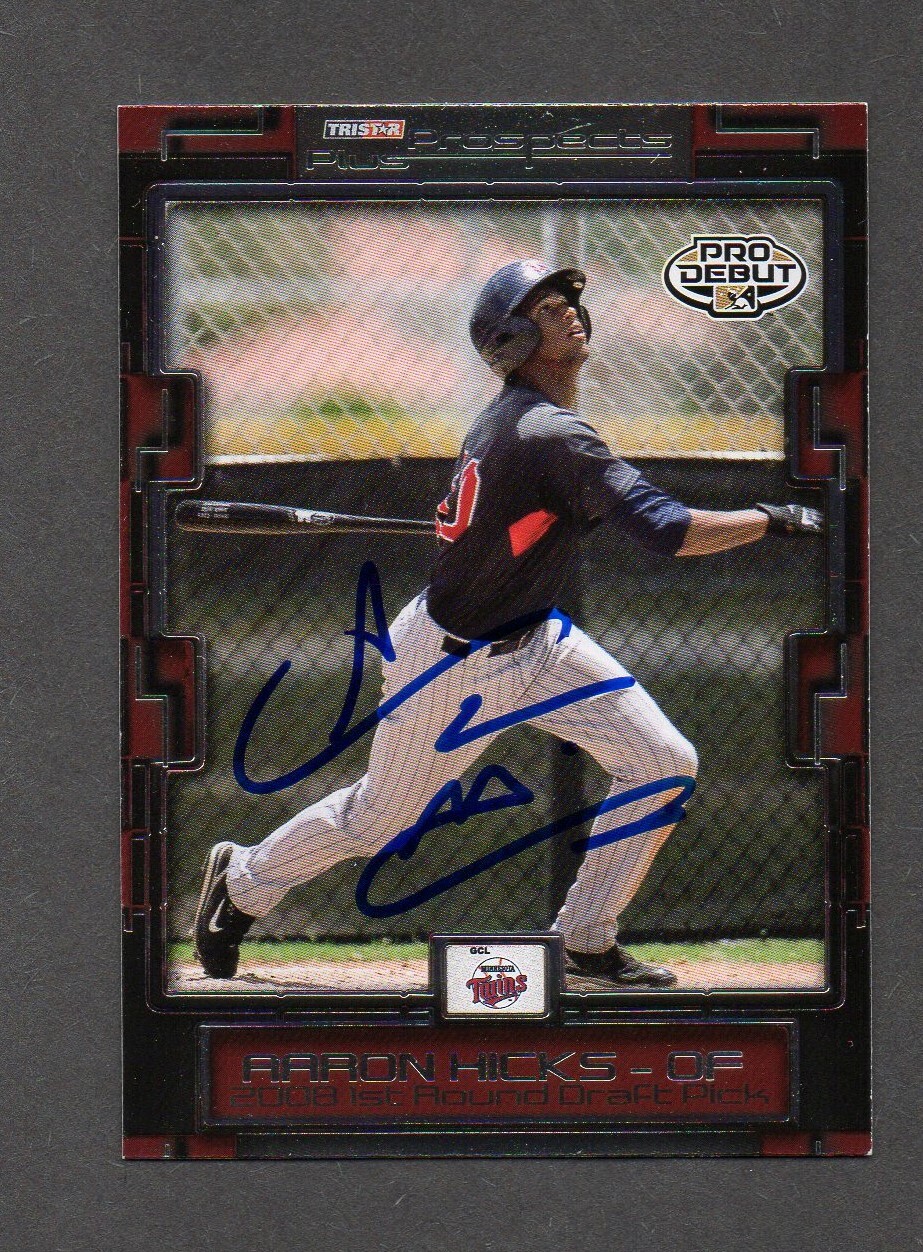 Aaron Hicks Signed Autographed 2008 Tristar Prospect Plus #13 RC Lot #1 ...