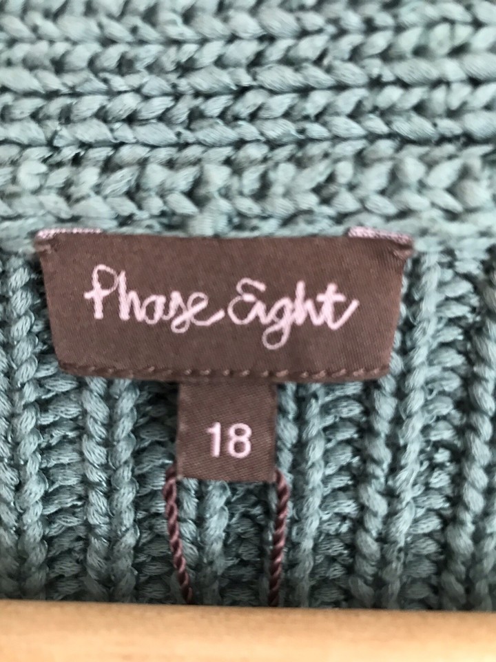 Phase Eight Knit Cardigan Large 18 UK One Button Lagoon Blue Lagenlook ...