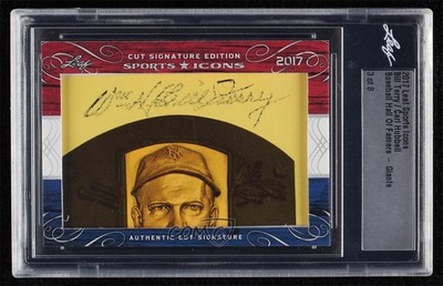 2017 Leaf Sports Icons Cut Signatures /8 Bill Terry Carl Hubbell Auto ...