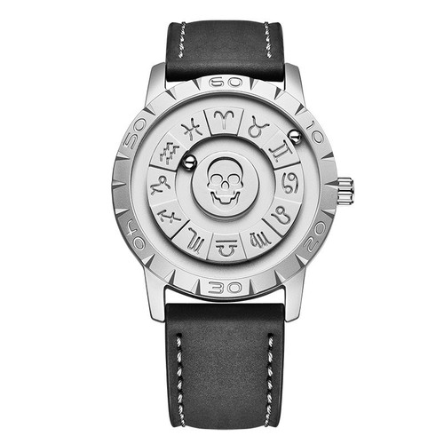 Skull Quartz Men Magnetic Floating Ball Stainless Steel Watch UK Seller ...