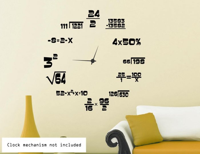 Maths Geeks Clock Background. Wall Stickers, Wall Decals. Many colours ...