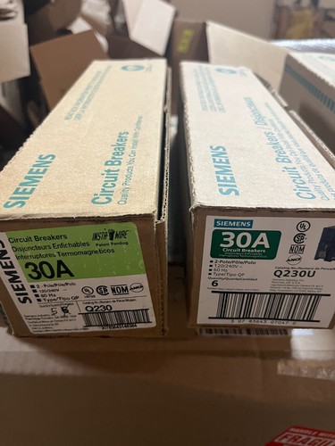 18 x Siemens ITE Q230 Q230U Circuit Breaker 30 Amp 240 Volt 2P Plug In NEW box | eBay