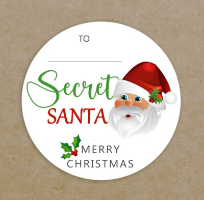 Secret Santa Christmas Labels - Gift Stickers - Sticky Festive Labels ...