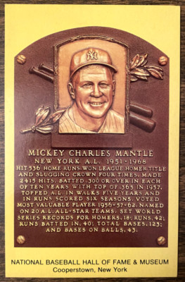 d1995 NEW YORK YANKEES - Mickey Charles Mantle - HOF Postcard ...
