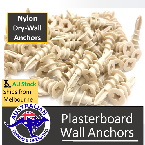 🔥 25x Nylon Wall Anchors Self-Drilling Plasterboard White Dry-Wall ...