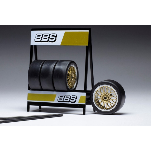 SET 4 WHEELS BBS MOTORSPORT ONE-PIECE CHROME/GOLD 1:18 Ixo Model Art ...