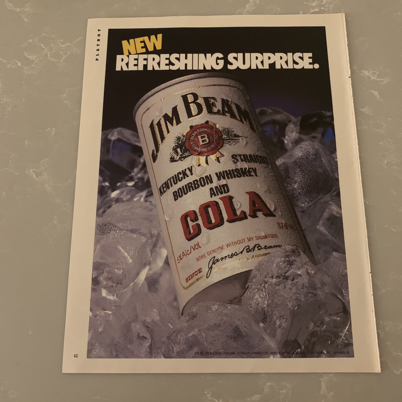 1985 Jim Beam Bourbon Whiskey And Cola Print Ad Original Refreshing ...