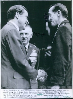 1973 President Nixon Army Col Robinson Risner Pow'S Vietnam Wirephoto ...