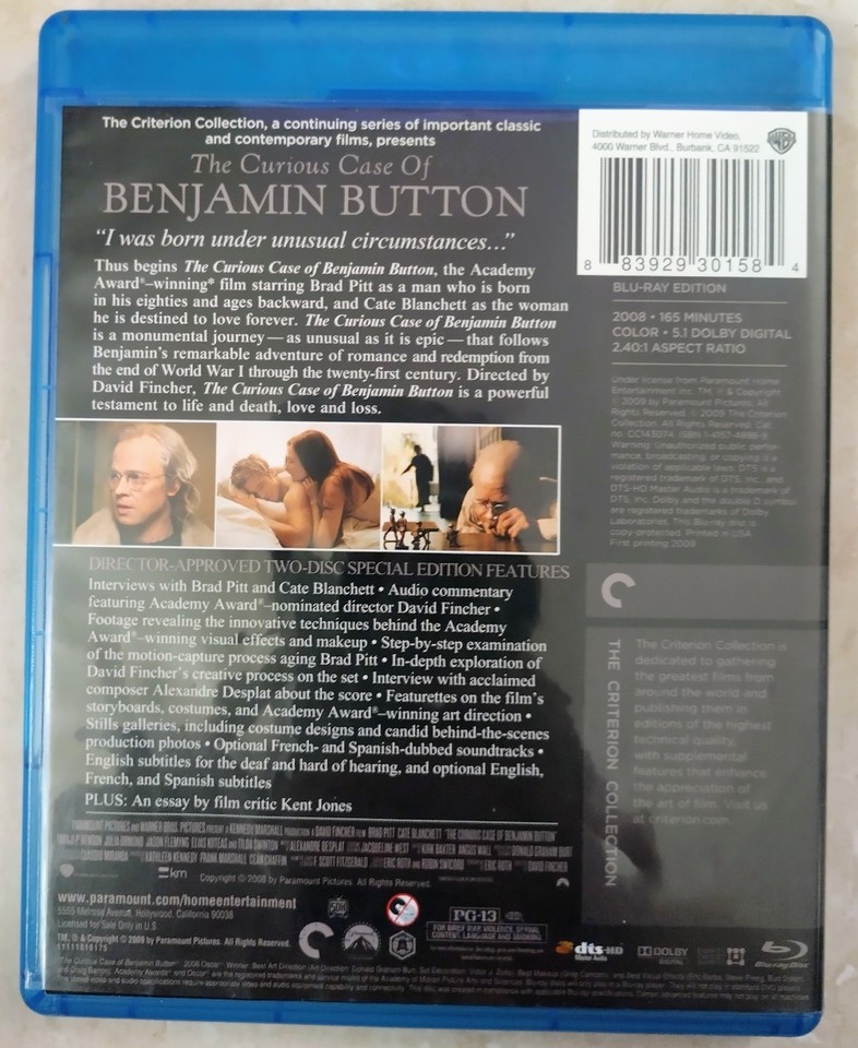 The Curious Case of Benjamin Button (Blu-ray Disc, 2009, 2-Disc Set ...