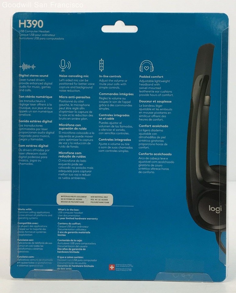 Logitech H390 Black Over the Ear USB Headset New Sealed Box | eBay