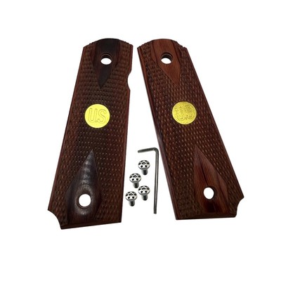 1911 Classic Wood Grips Full Size W/Screws U.S Medallion fits ...