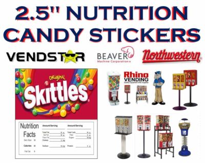 2.5 x 2.5 Bulk Vending Label Candy Machine Sticker Gumball SKITTLES ...