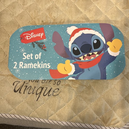 Disney Lilo & Stitch Christmas Set Of 2 Ramekin Baking dishes Tree ...
