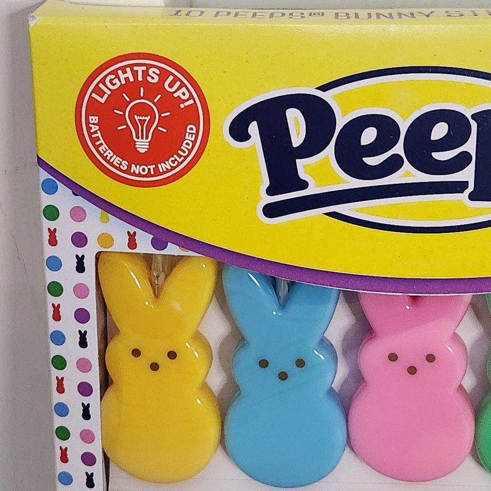 Peeps Bunny LED Easter String Lights Decor Bunnies - 10 Ct, Batt ...