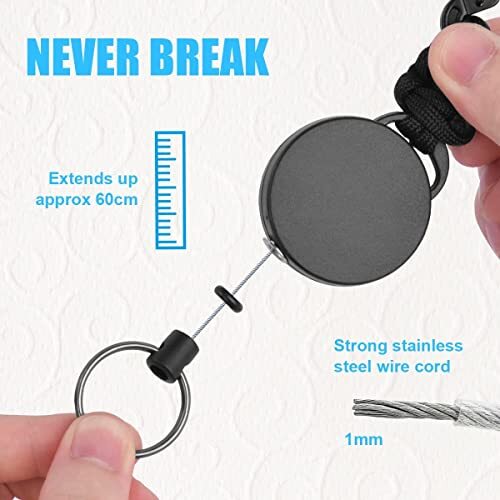 2 Pcs Locking Retractable Keychain Key Reel ID Badge Holder with 23 ...
