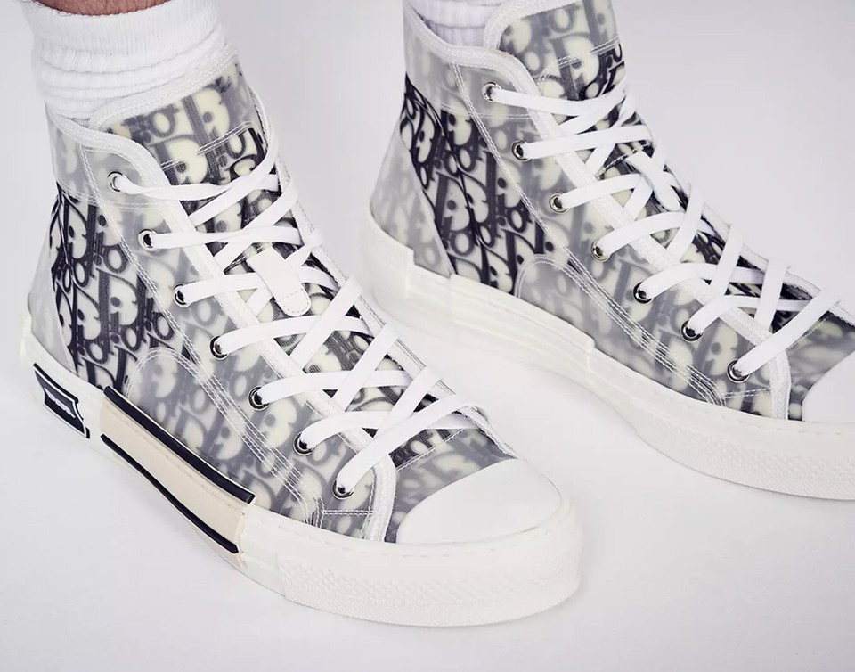 DIOR Men’s B23 Logo Oblique Canvas High Top Sneakers White 42 / 9 US ...
