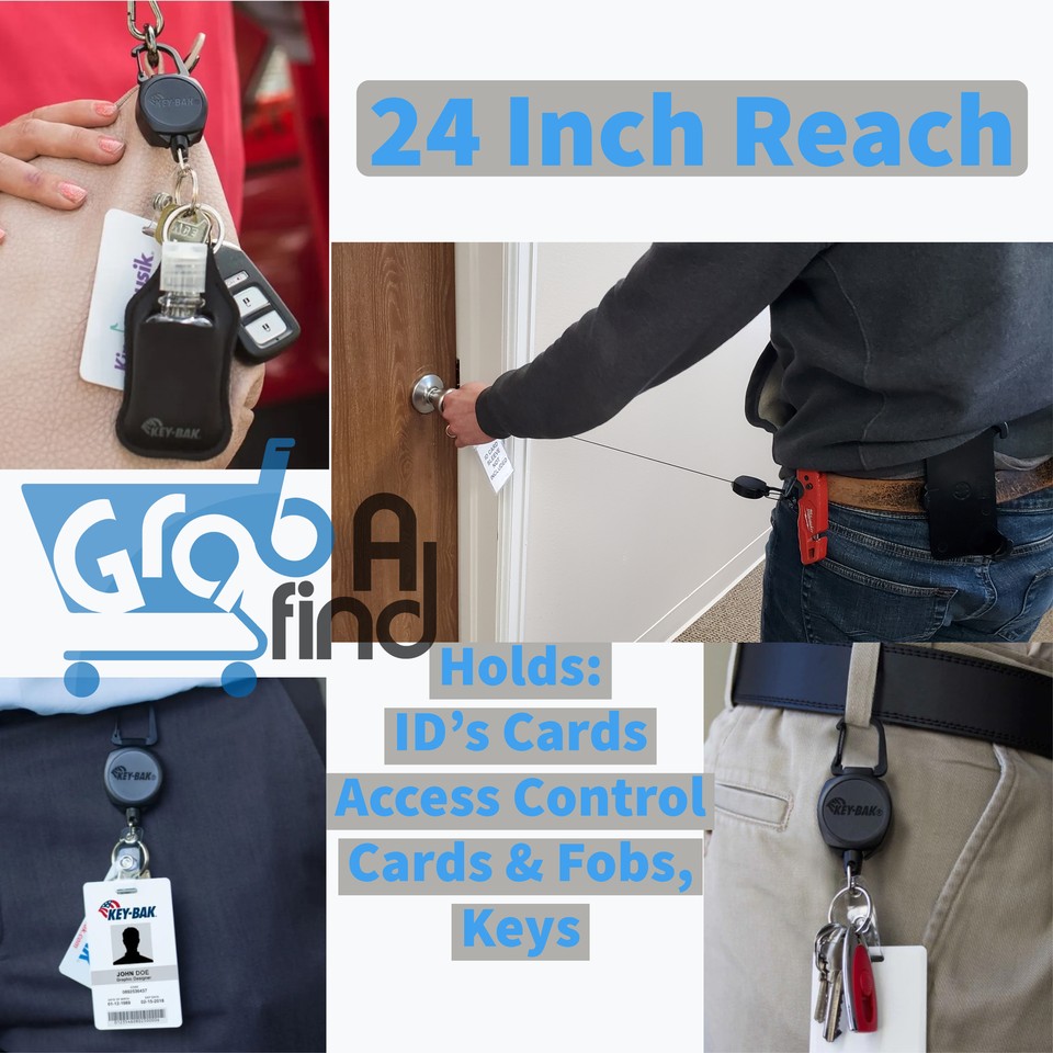 KEY-BAK Sidekick Badge & Key Reel - Heavy Duty Retractable ID Holder ...
