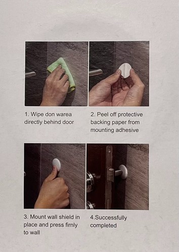 Set of 4 Wall Shield For Door Knob Round Stick On Stopper Plates Wall ...
