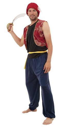 Bristol Novelty AC299X Arabian Bandit Costume set For men Red/Blue ...