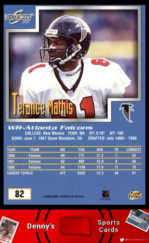 1999 Score #82 Terance Mathis Atlanta Falcons Football Card | eBay