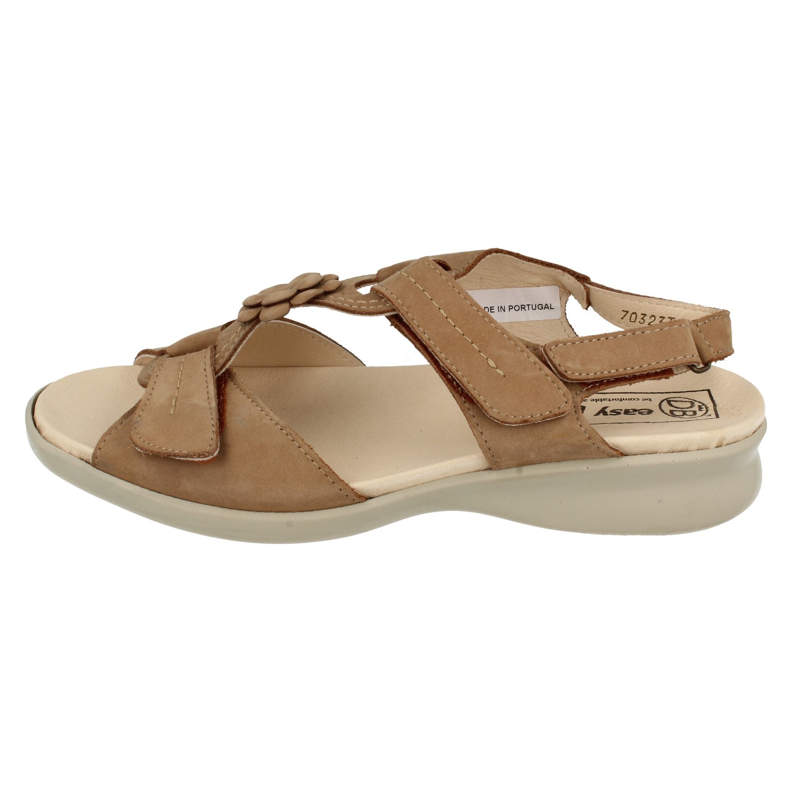 Ladies Wide Fit Easy B Nu Buck Leather Low Heel Sandals : Pippa | eBay UK