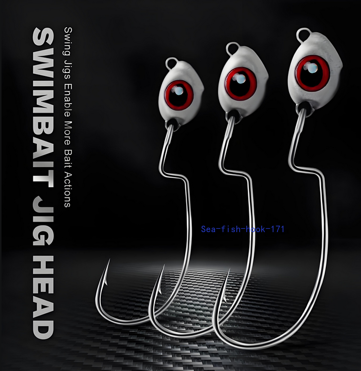 20PCS Swing Jig Heads Fishing Hook Swimbait Ned Rig Hooks Weedless Bass ...