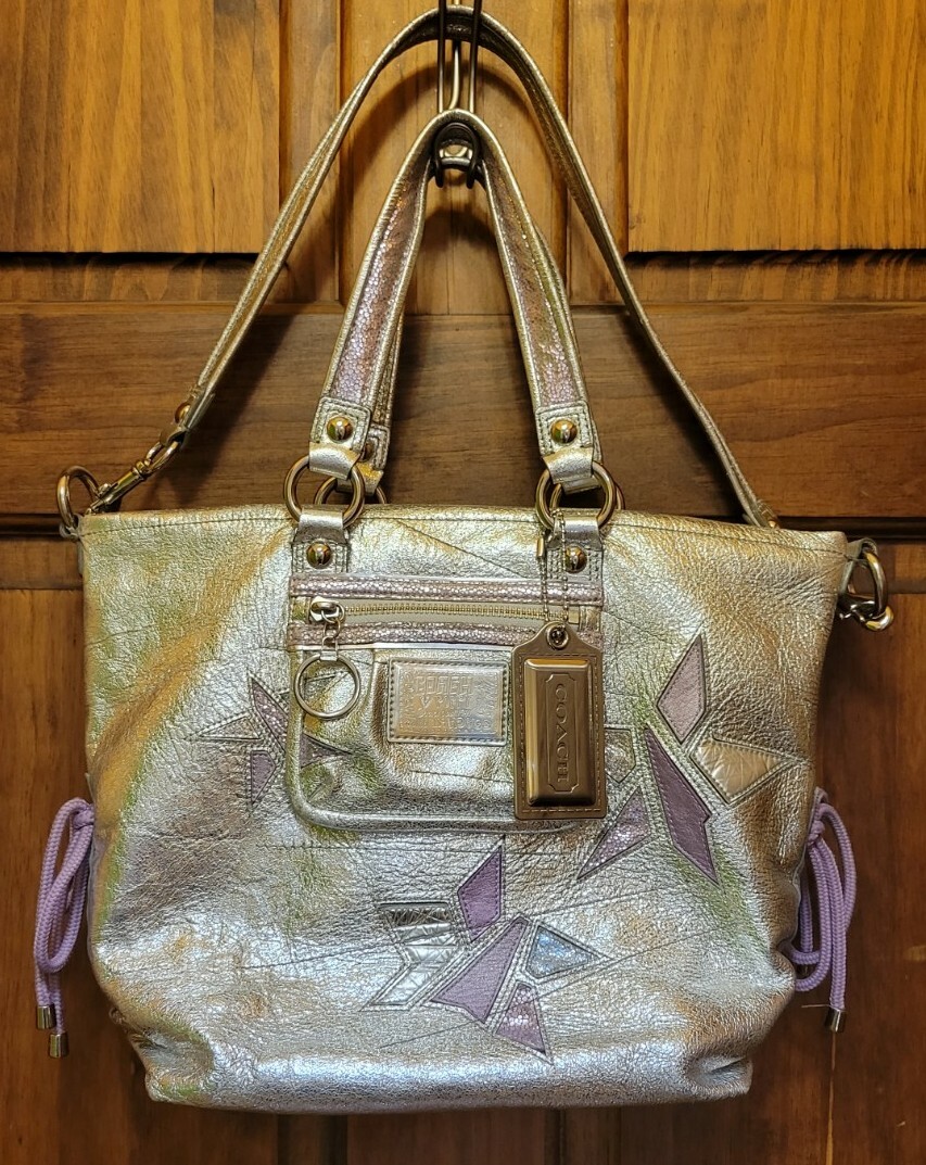 Coach Poppy Metallic Silver Star Charm Spotlight Tote… - Gem