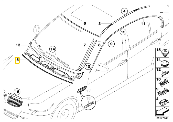 New BMW Series 3 E90-E93 LCI Lower Windshield Molding 51137133292 OEM ...