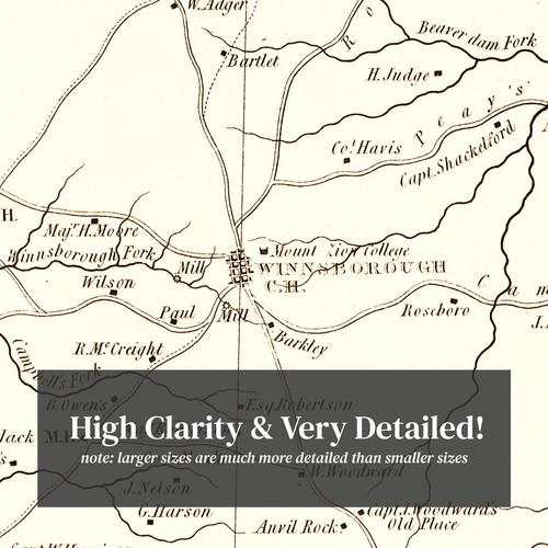 Old Map of Fairfield County, SC 1825 - Vintage South Carolin | eBay