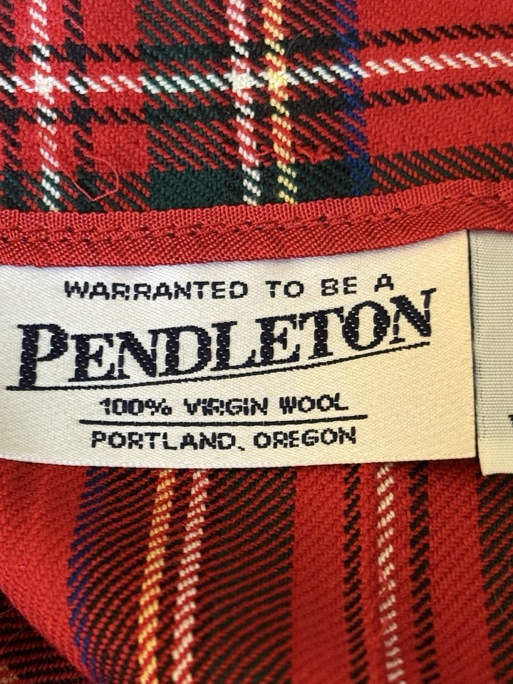 Classic Vtg PENDLETON 100% Wool Red Plaid Material Fabric 36”X 88 ...