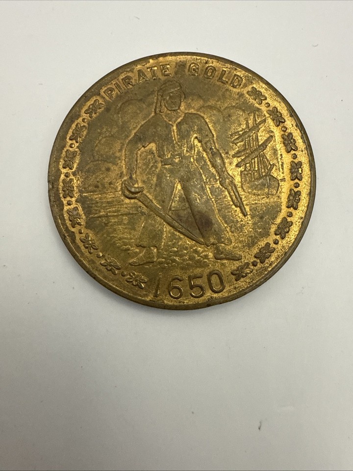 Vintage Pirate Gold Coin "1650" One Doubloon Brass Token Toy (Not Real ...