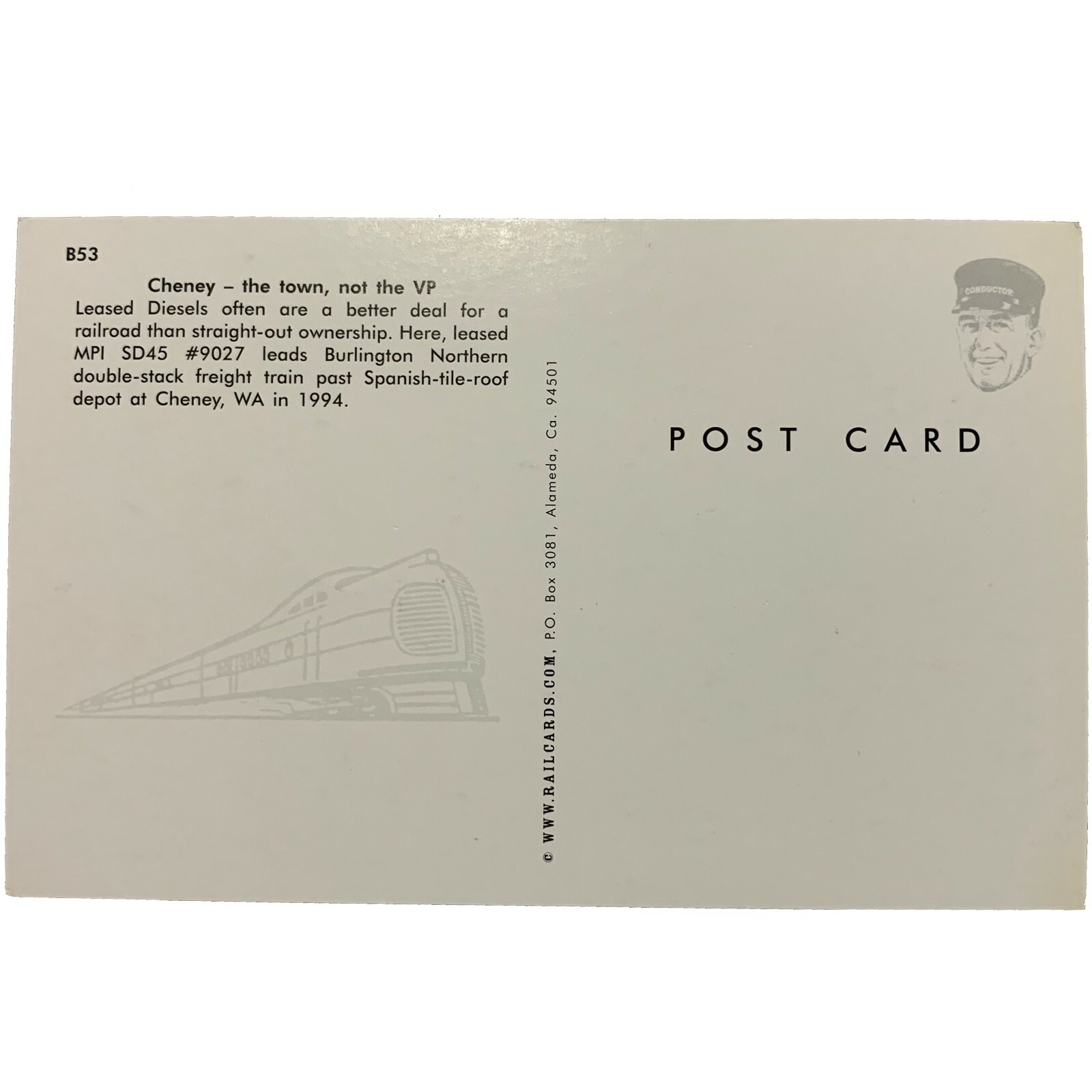 Locomotive Postcard, MPI SD45 #9027, Burlington Northern | eBay