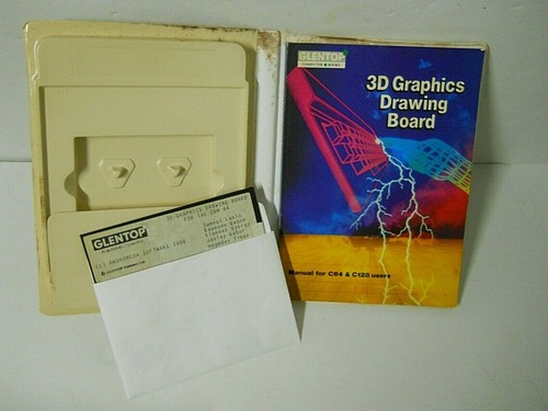 Vtg Commodore 64 3D Graphics Drawing Board Disk & Guide Book C64 & C128 ...