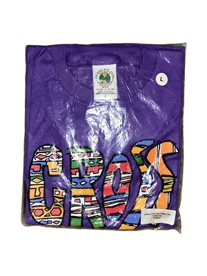 Vintage 90s Rare Reproduction Tribal Pattern Cross Colours Tee Shirt Sz ...